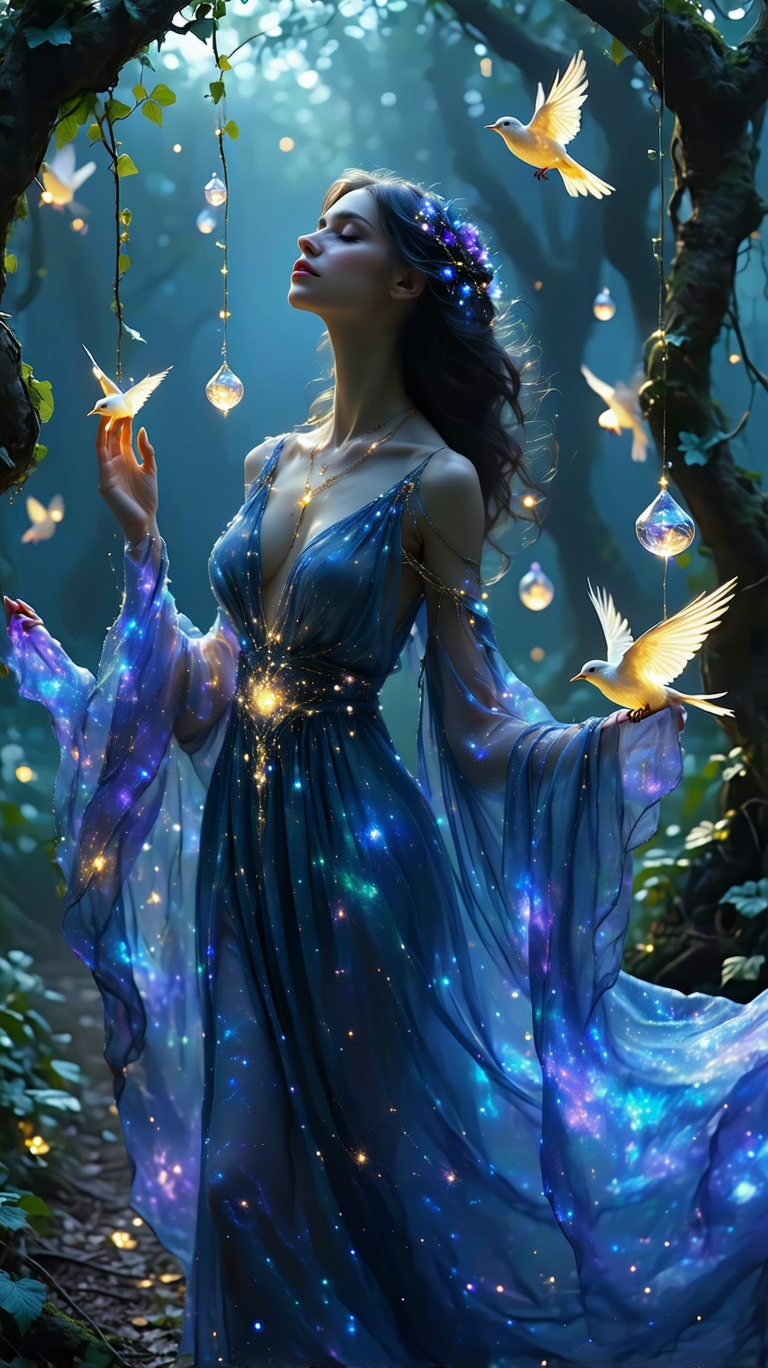 Stable Diffusion prompt: A majestic, ethereal woman, her ...