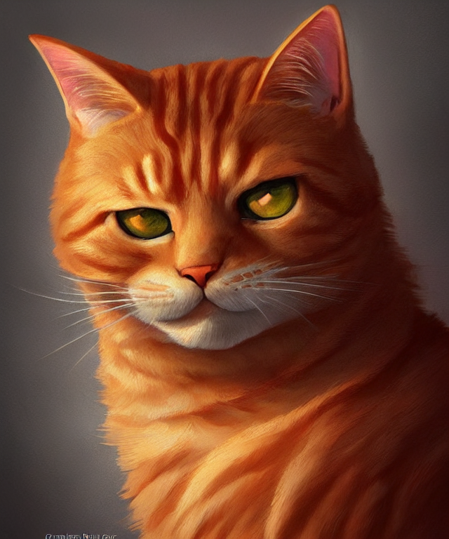 Stable Diffusion prompt: garfield the orange tabby cat by...