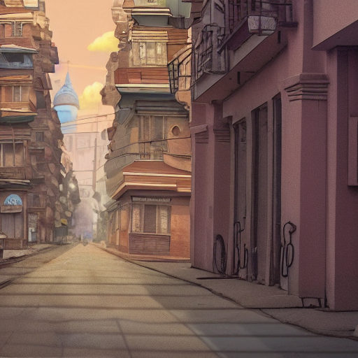 Stable Diffusion prompt: Pixar style cartoon a street tha...