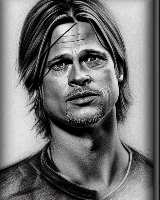 Stable Diffusion prompt: portrait of a mix of Brad Pitt a...