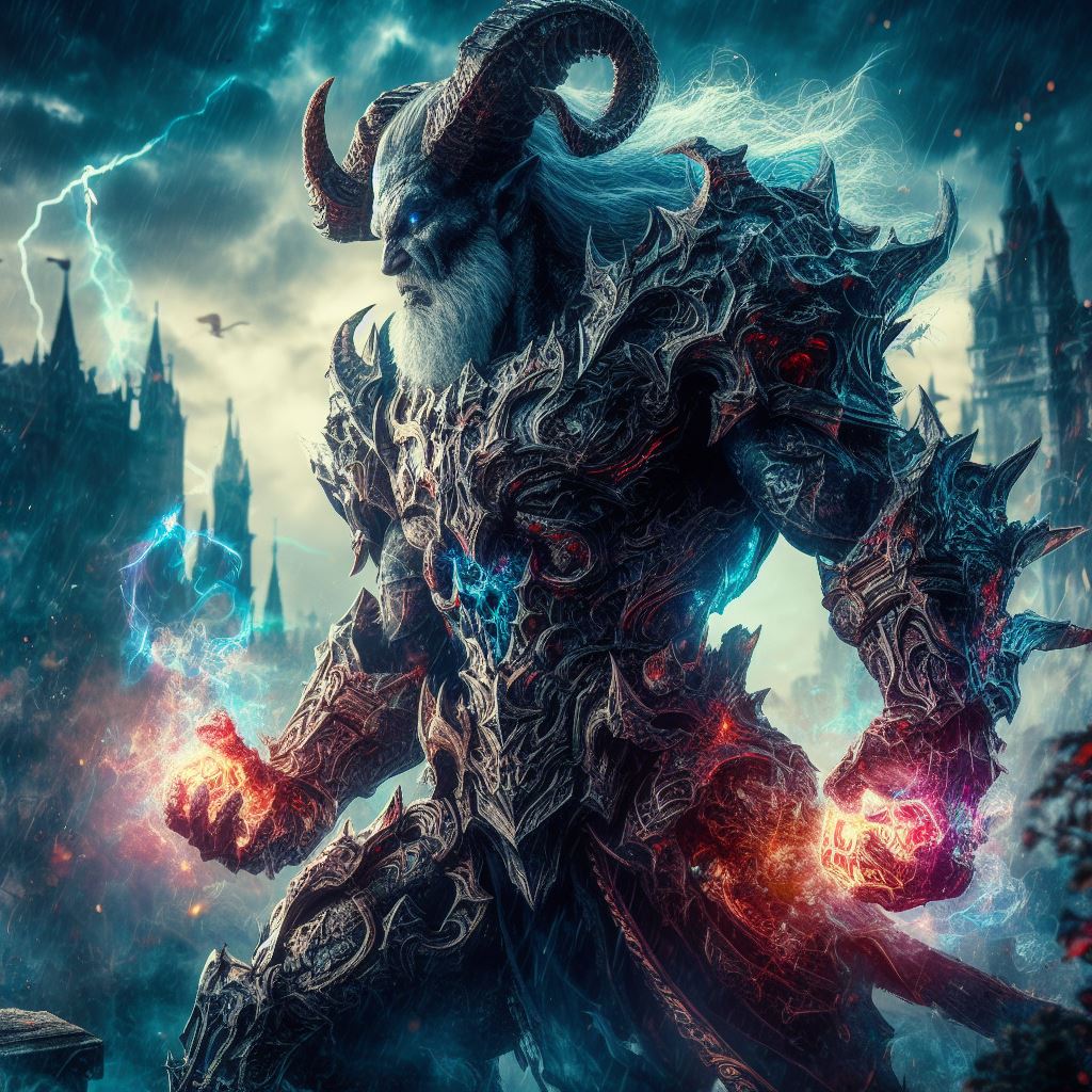 DALL·E prompt: a badass gargoil with magical effects, hea...