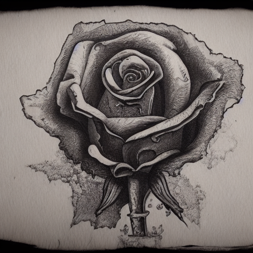 Stable Diffusion prompt: a rose with a smoke skull in the...