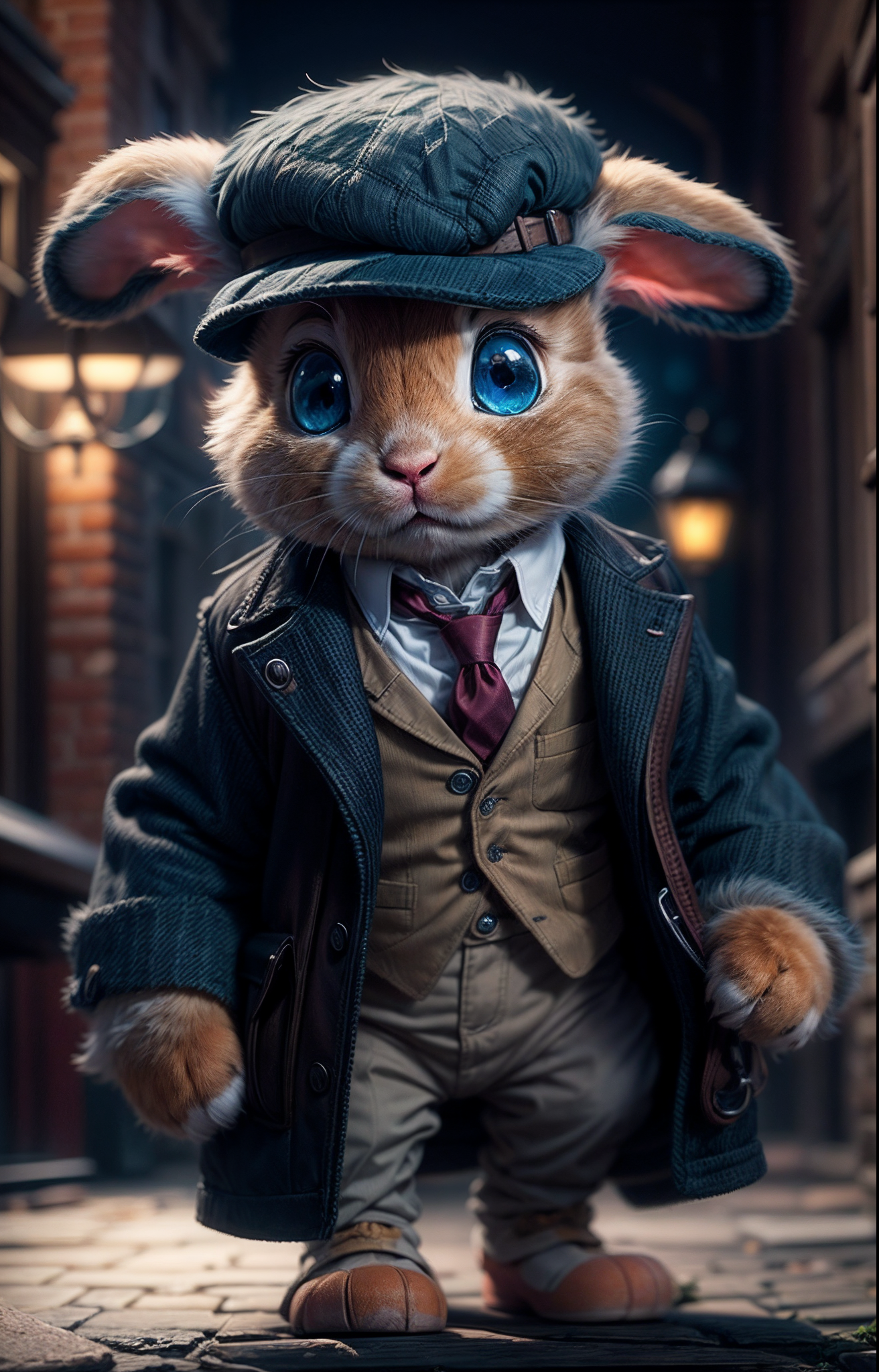 ReV Animated prompt: cut little fluffy Bunny cub dressed ...