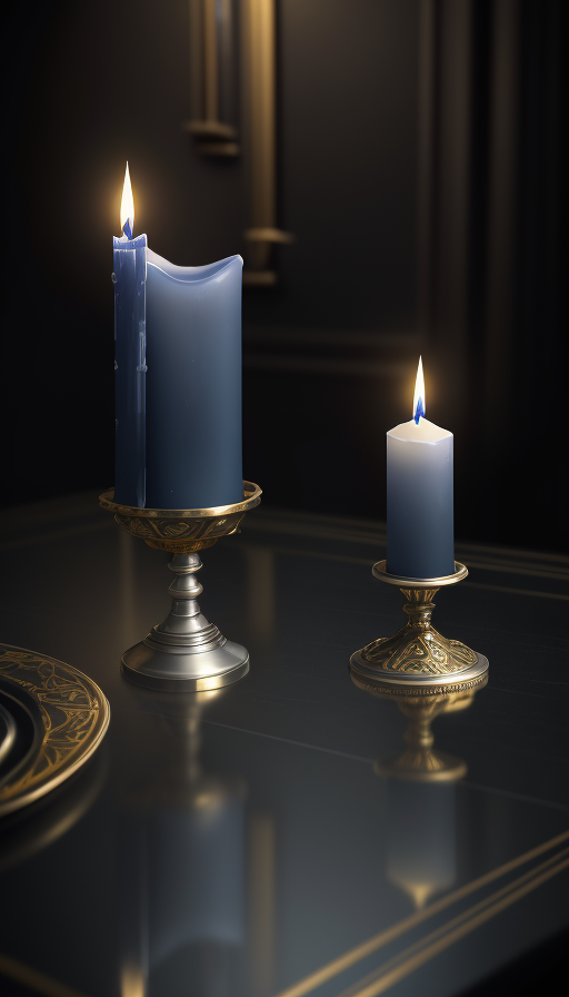 DreamShaper prompt: Candle on the table with the design a...