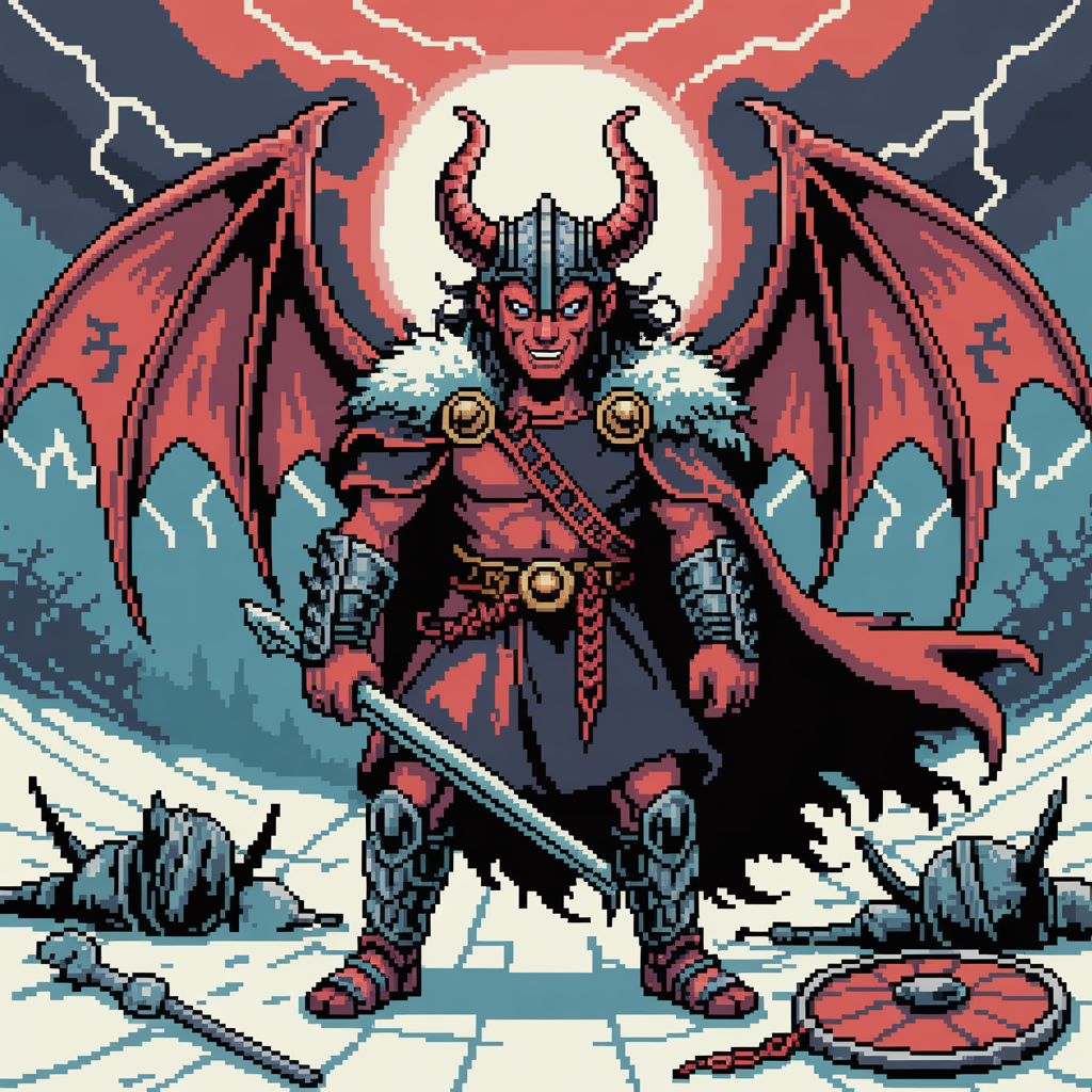 Ideogram prompt: "Pixart style illustration of Satan from...