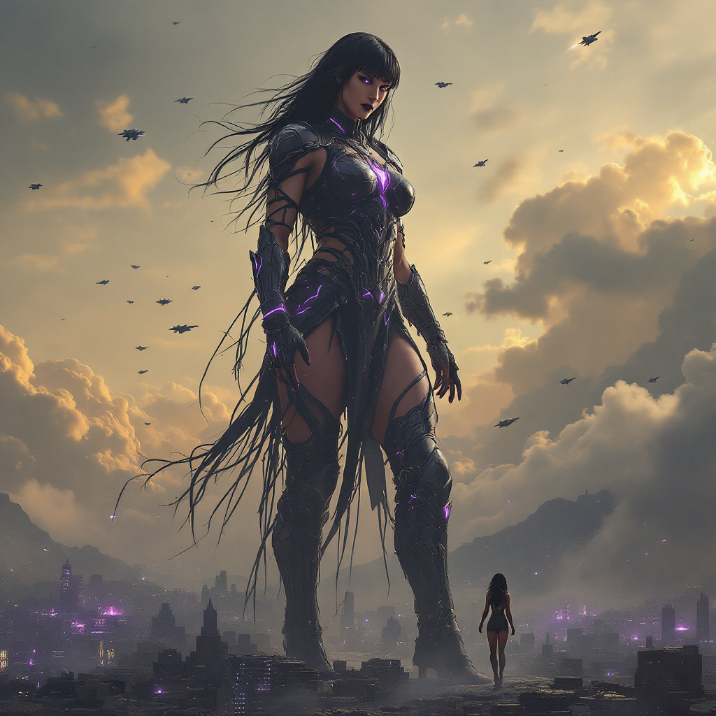 FLUX prompt: truly enormous giantess female Rhea Ripley f...