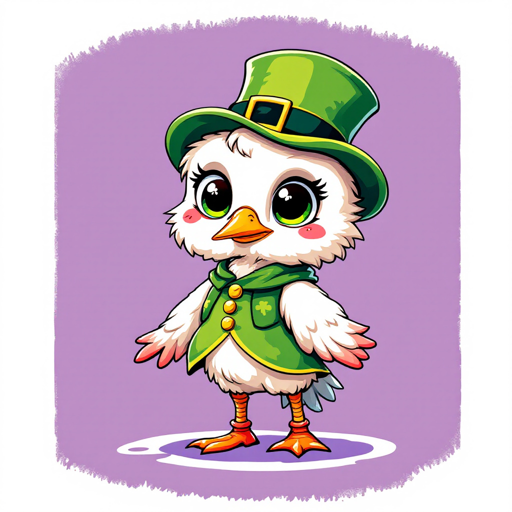 FLUX prompt: Chibi style, a colorful little stork with bi...