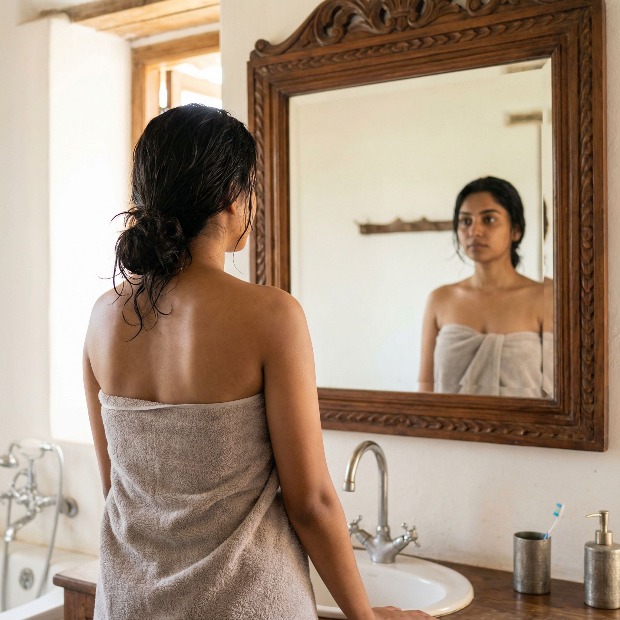 Nano Banana prompt: young indian woman undressed, looking...