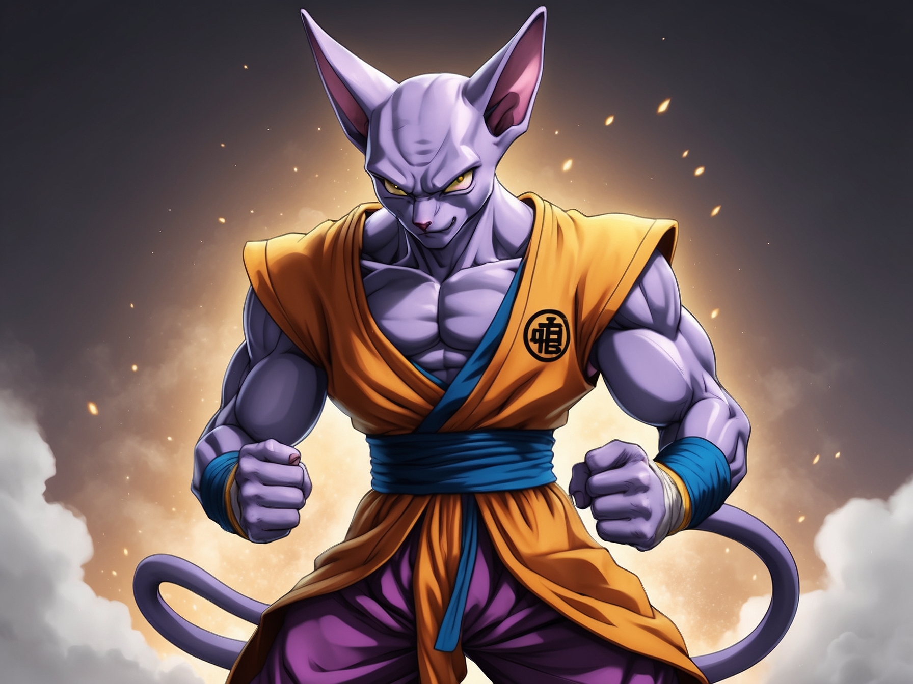 Midjourney prompt: Lord Beerus, realistic illustration, c...