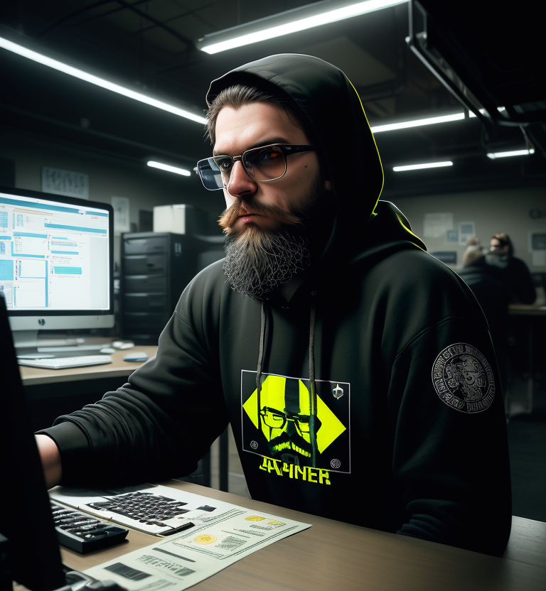 DreamShaper prompt: hacker, darkroom, coder, computer, ma...