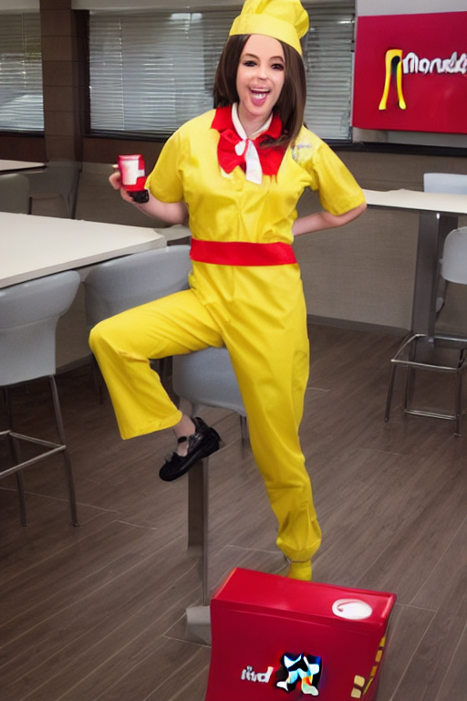 Stable Diffusion prompt: flirtatious female dressed as mc...