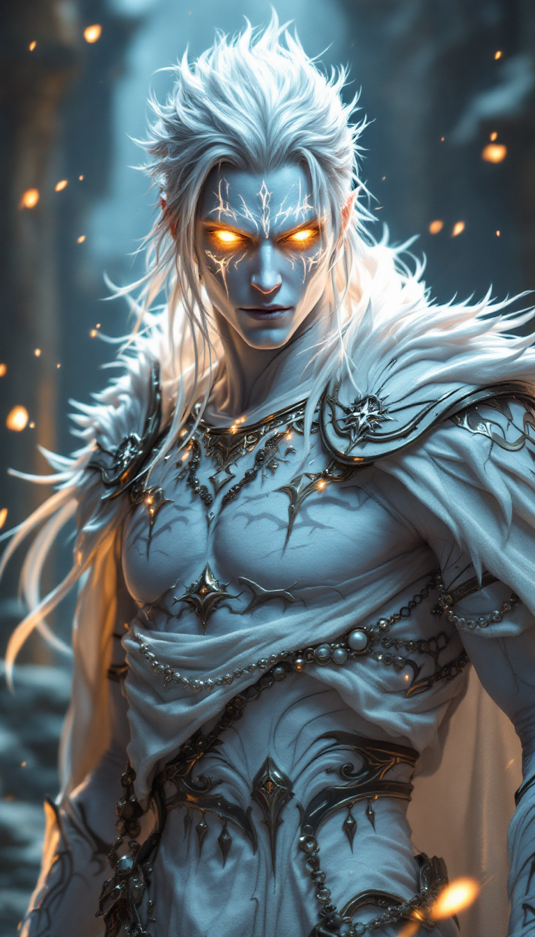 FLUX prompt: final fantasy, male, mage, white body skin,