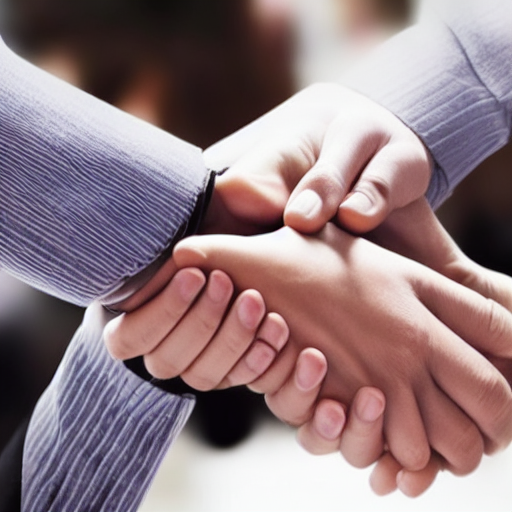 Stable Diffusion prompt: AI and Human shaking hands together