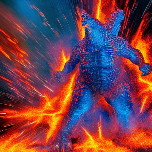 Stable Diffusion prompt: Godzilla transforms into Mega Go...