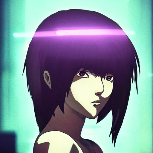 Stable Diffusion prompt: girl, motoko, ghost in the shell...
