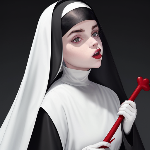 DreamShaper prompt: arafed nun with a tongue sticking out...