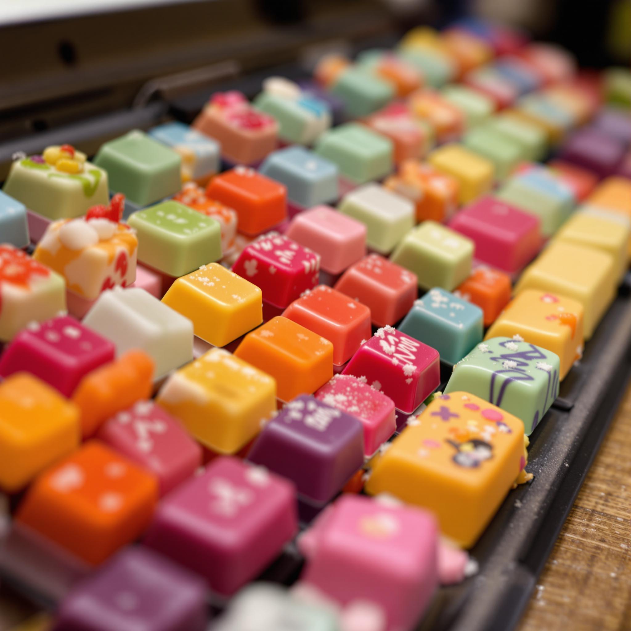 FLUX prompt: A keyboard whose keys are made of different ...