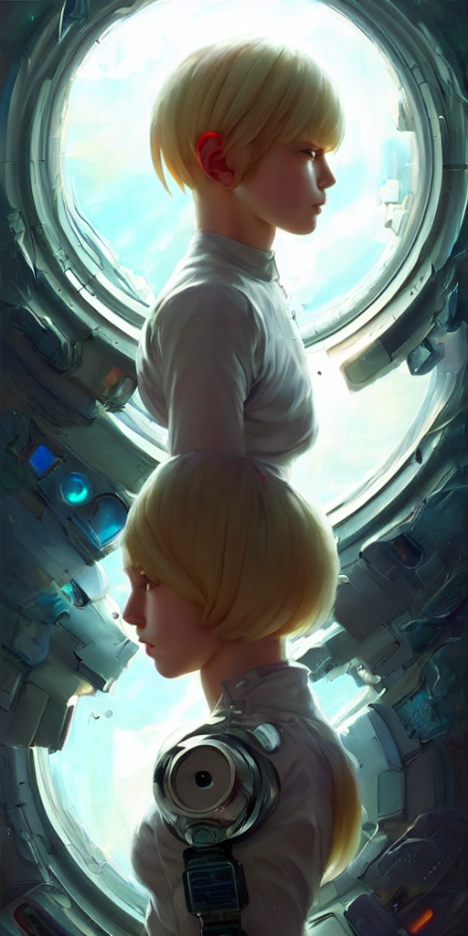 Stable Diffusion prompt: art by at by Krenz Cushart ,cute...