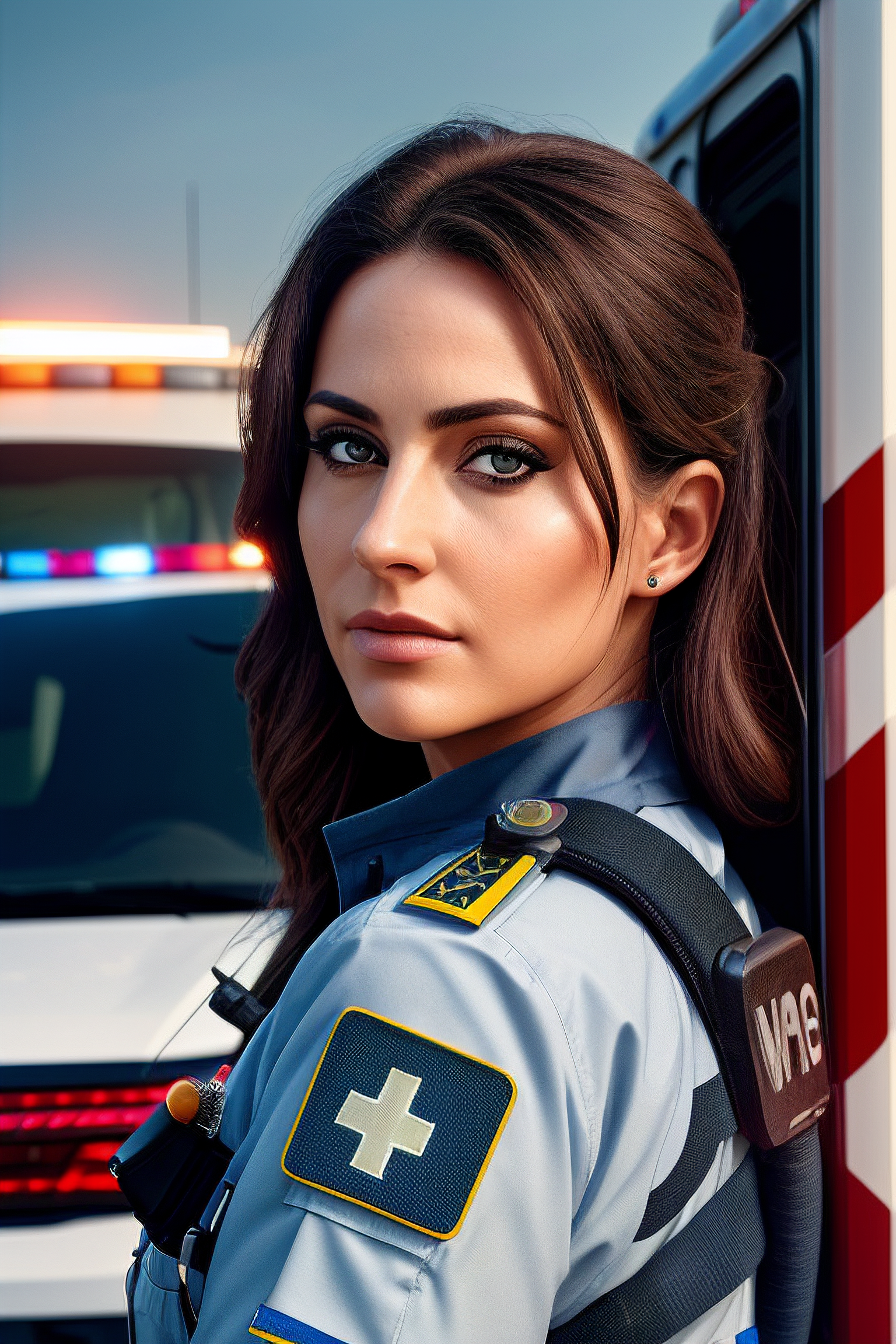 Stable Diffusion prompt: female dressed as paramedic, gor...