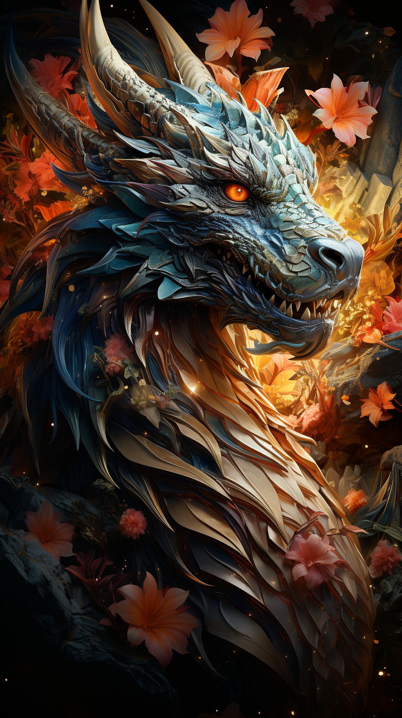 Midjourney prompt: A majestic Dragon perched on a craggy mountaintop,...