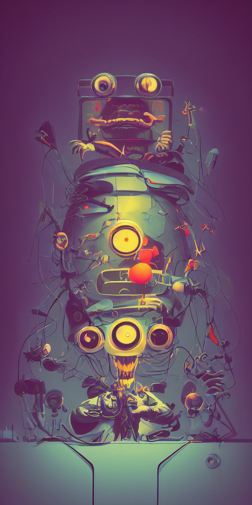 Stable Diffusion prompt: techno occult ART, funky band, r...