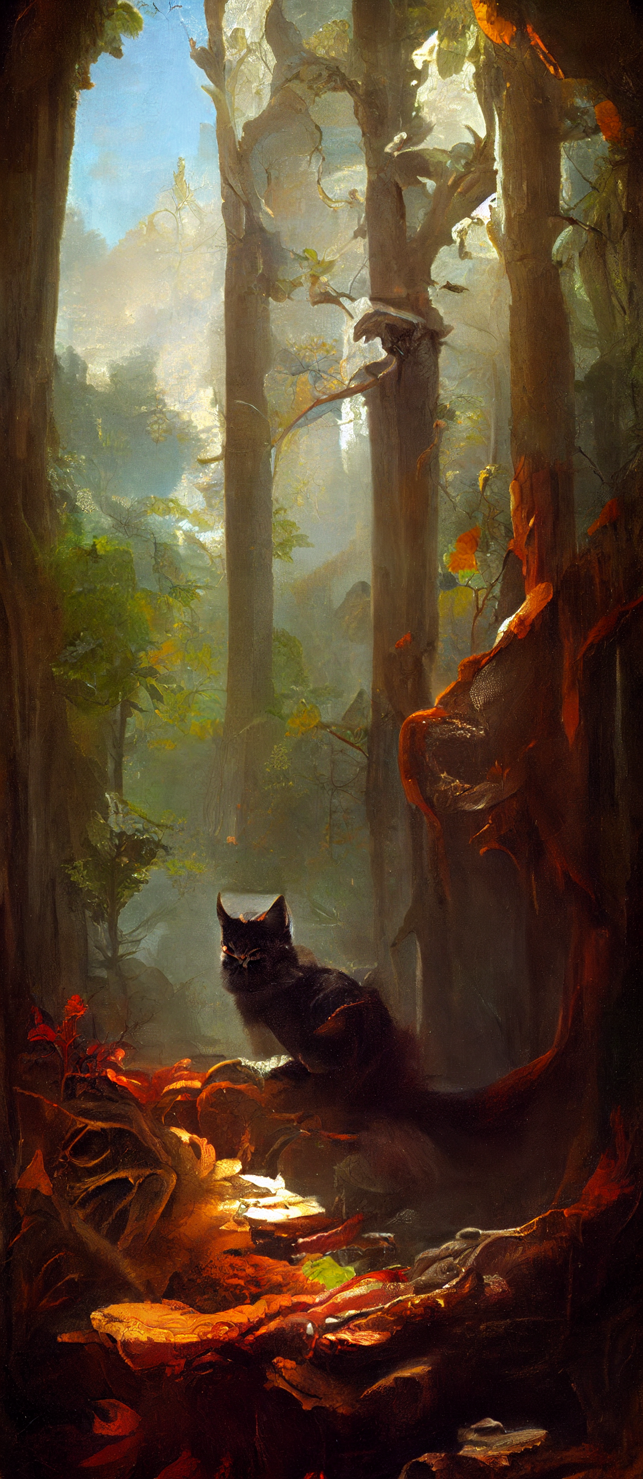Midjourney prompt: black brown tan tortie cat:: by Thomas...