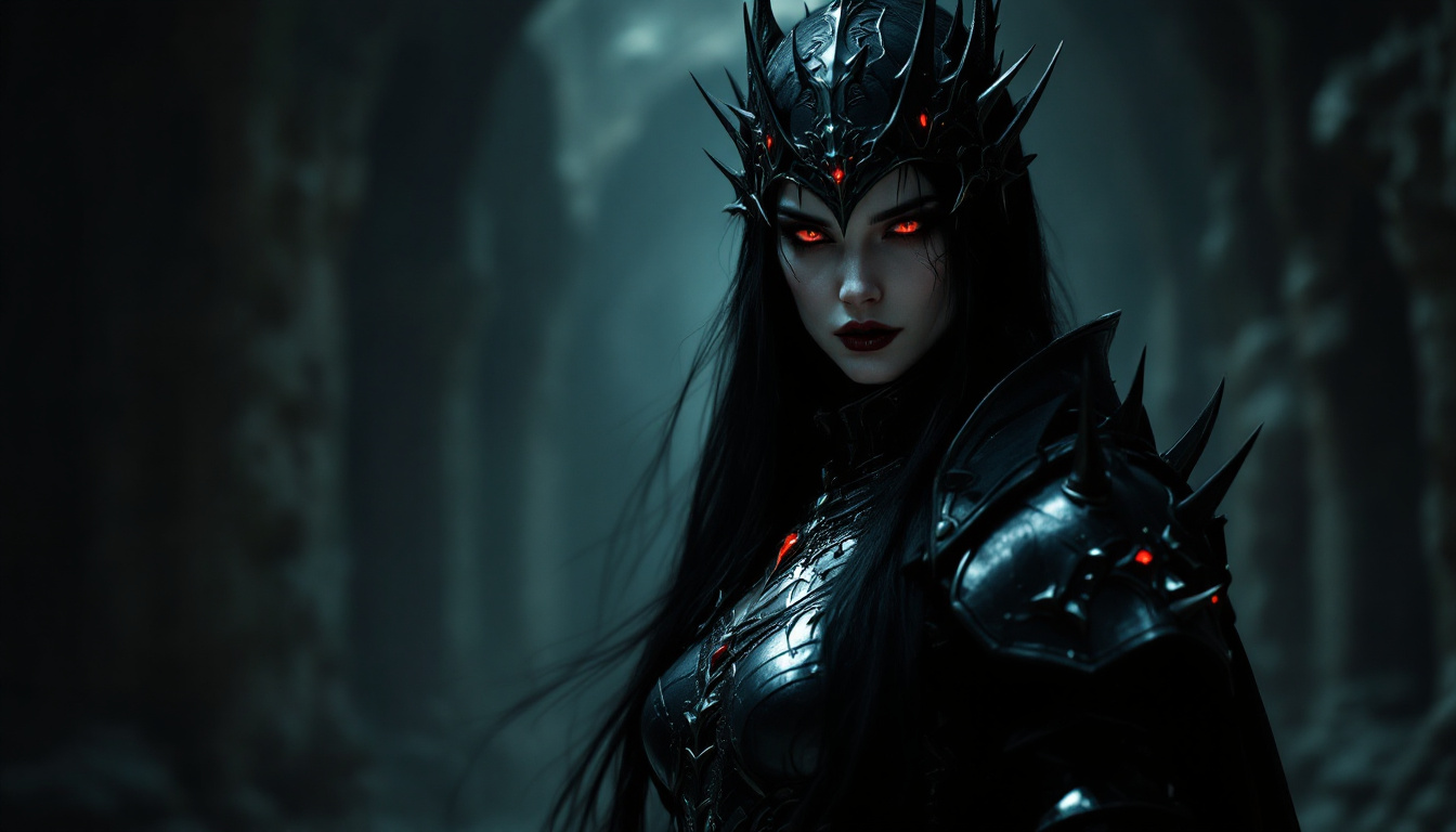 FLUX prompt: In the heart of a shadowed crypt, a majestic...