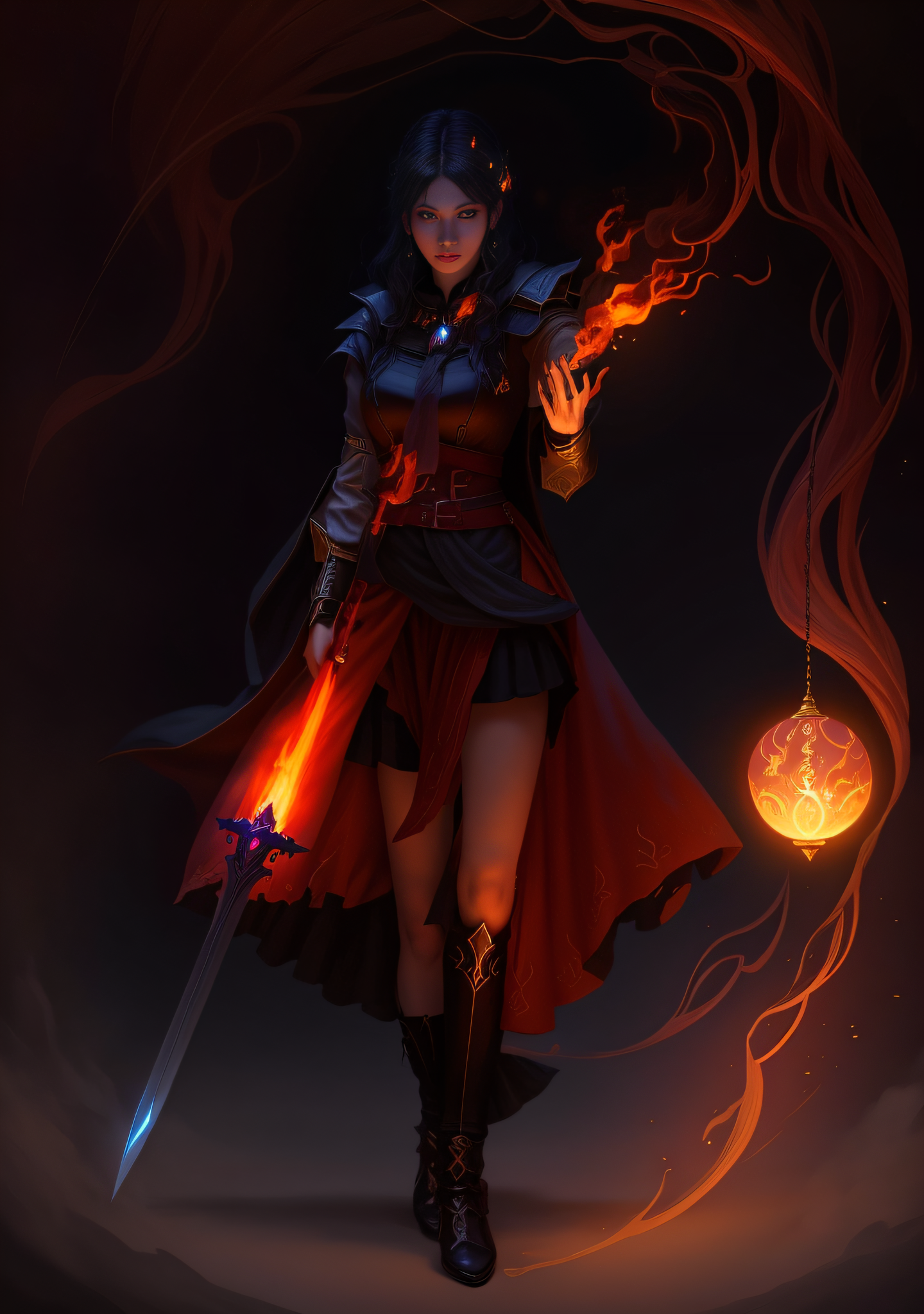 ReV Animated prompt: witch with glowing orb in hand and s...