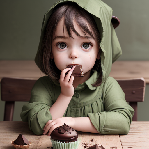 DreamShaper prompt: a little girl in green cloth, was ea...