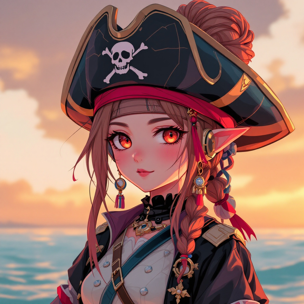 FLUX prompt: a girl wearing pirate, in the style of other...