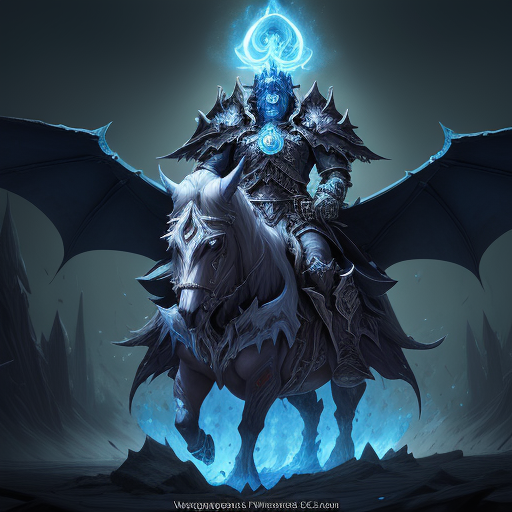 DreamShaper prompt: world of warcraft lich king on an ele...