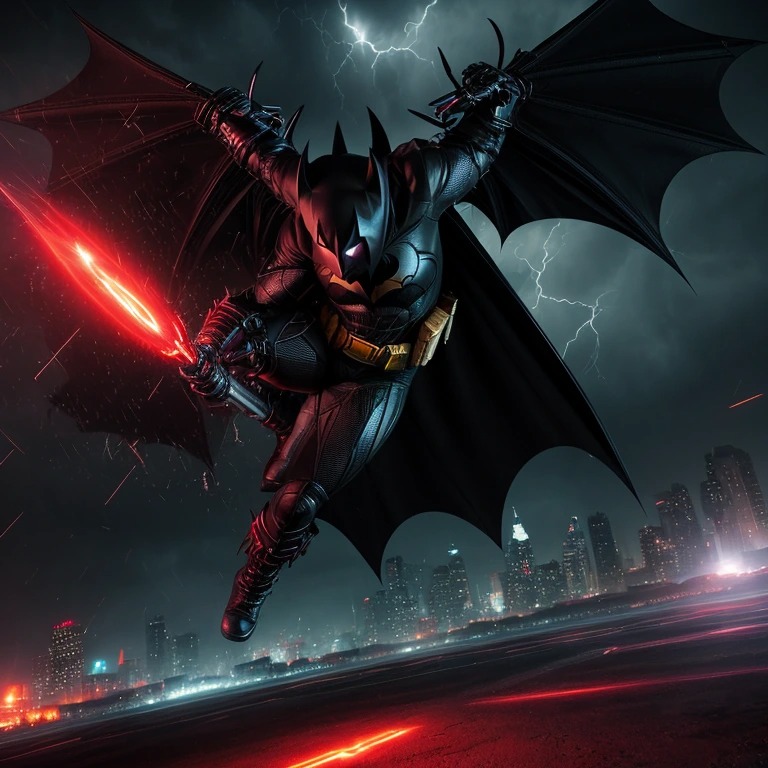 Realistic Vision V2.0 prompt: Demonic Batman with dark au...