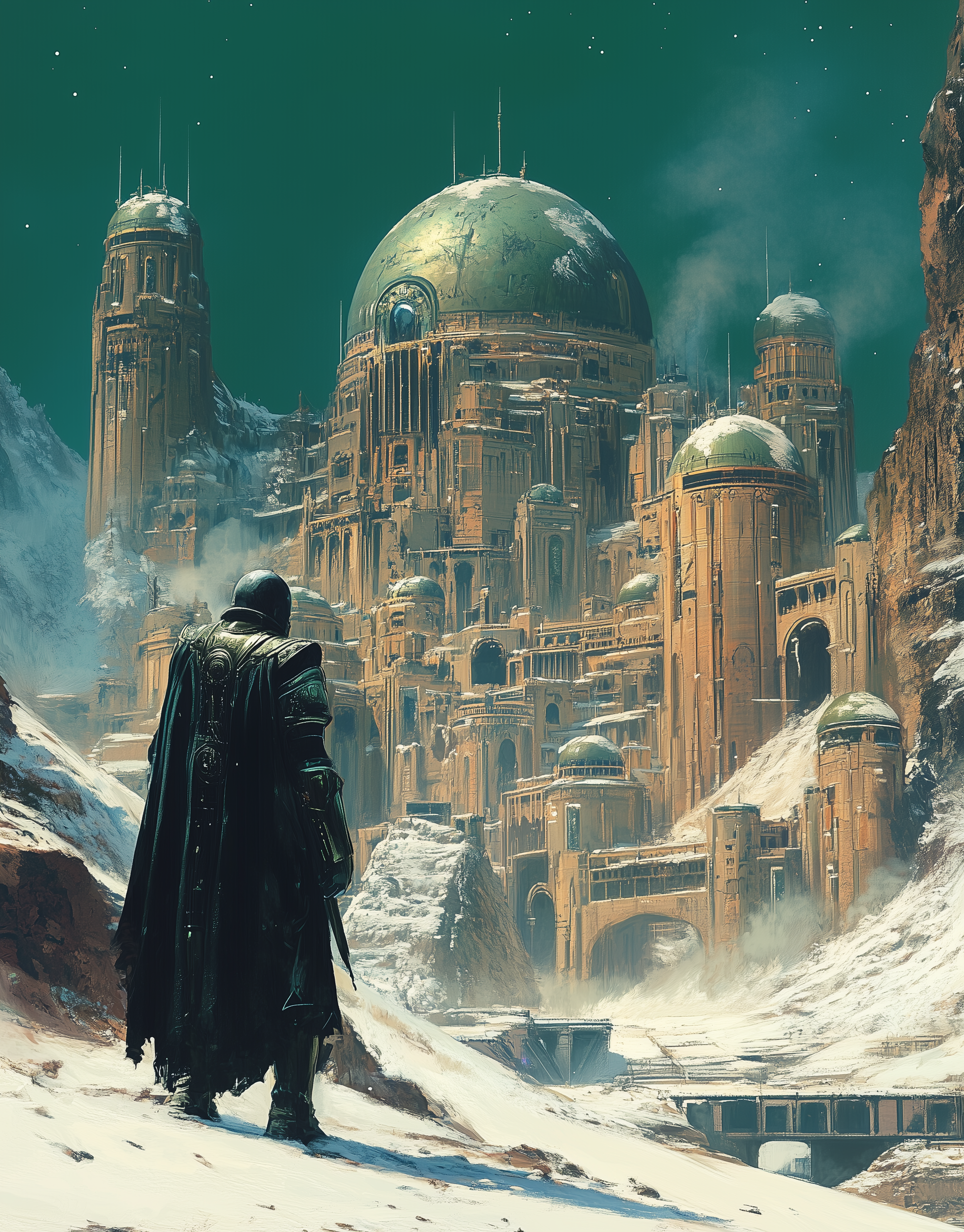 Midjourney prompt: A post-apocalyptic space marauder in f...