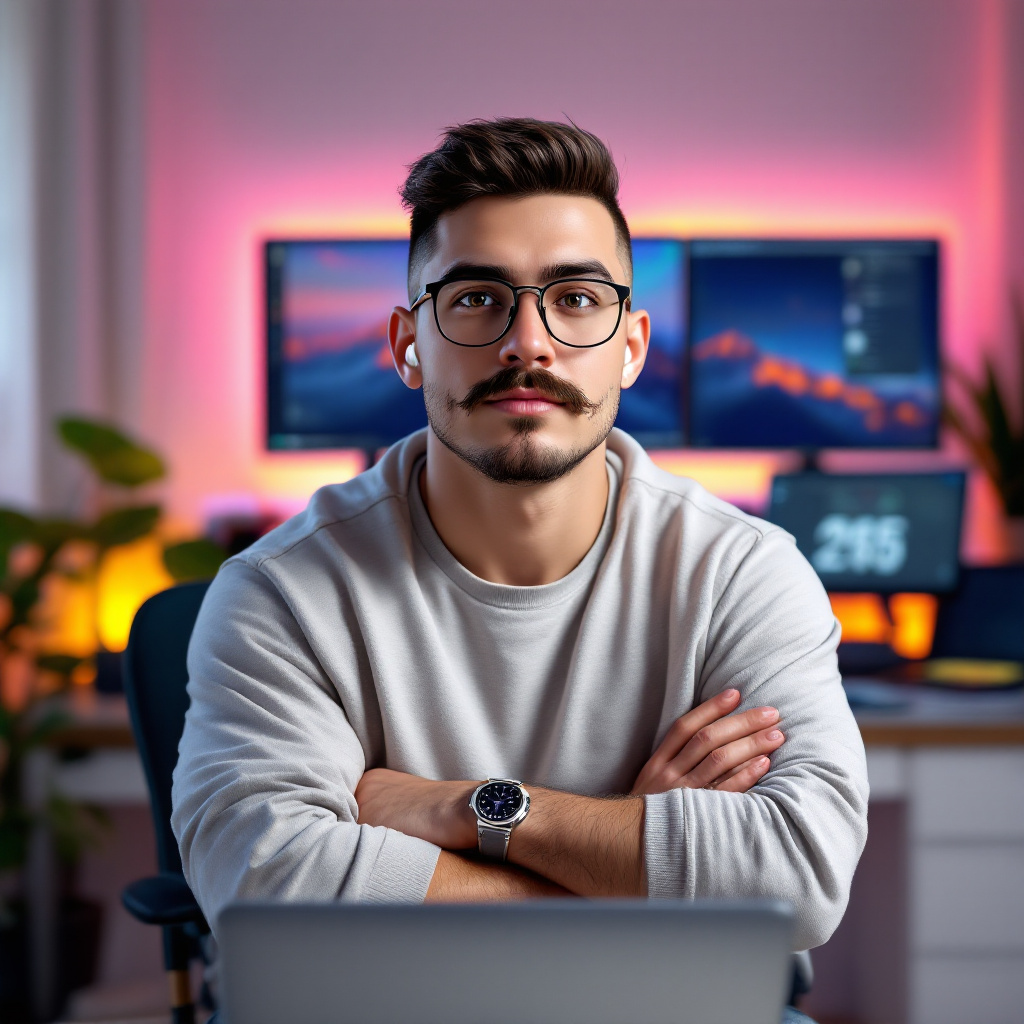 FLUX prompt: Create a semi-realistic male avatar with lig...