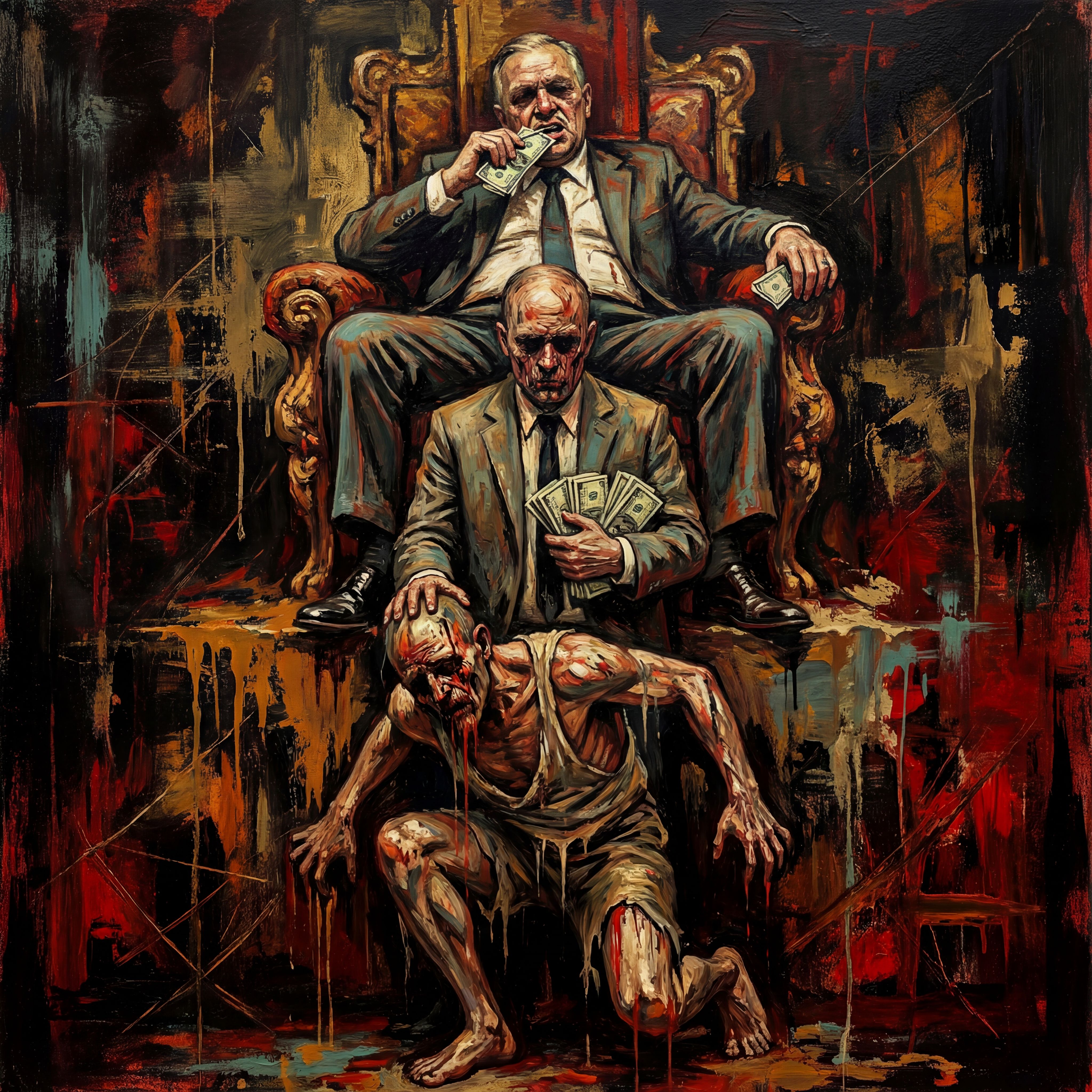 Nano Banana prompt: A dark, raw expressionist painting de...