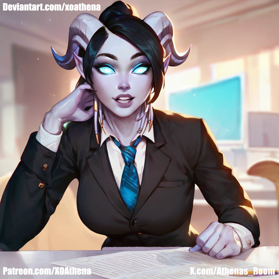 Stable Diffusion prompt: 1draenei, secretary, black suit,...
