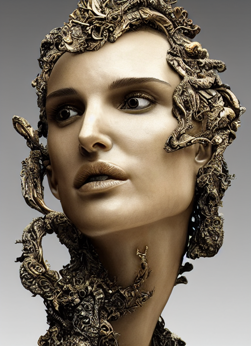 Stable Diffusion prompt: marble sculpture of natalie port...