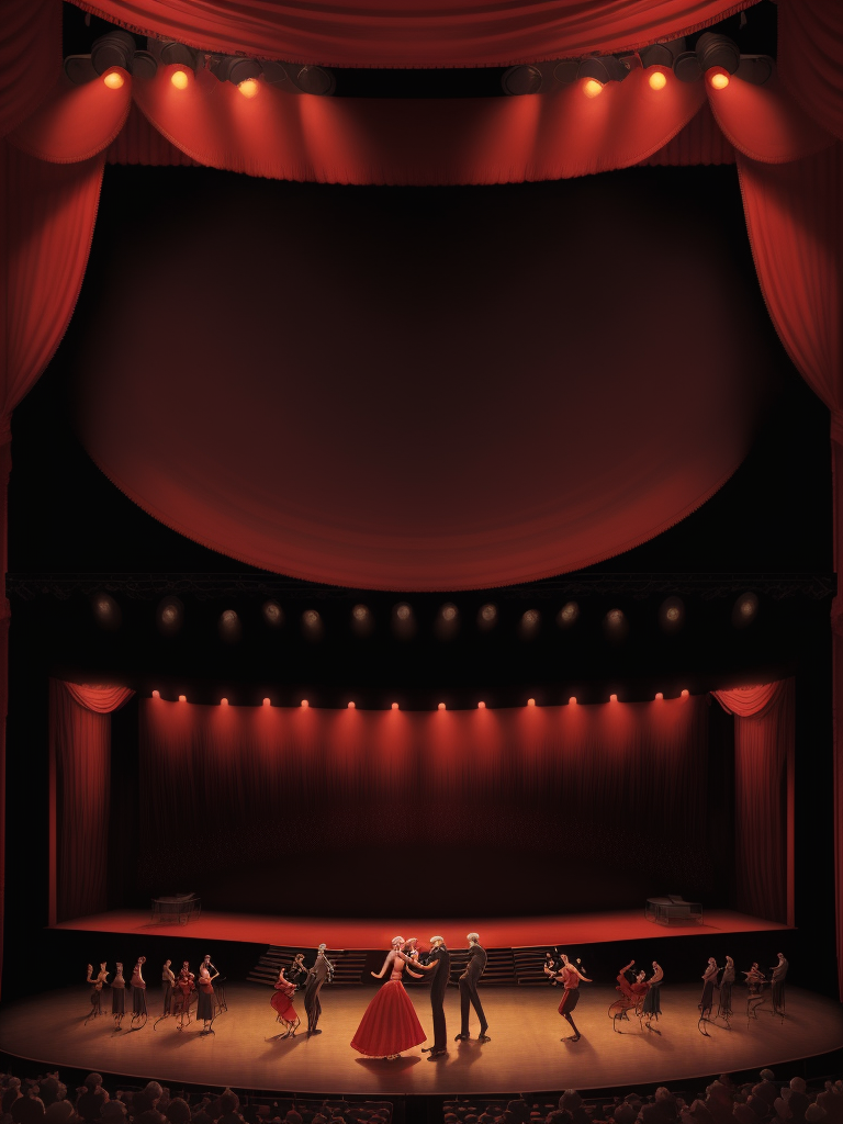 DreamShaper prompt: image of a retro stage, full view of ...