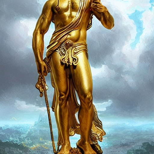 Stable Diffusion prompt: gold statue of Zeus in Bali, hig...