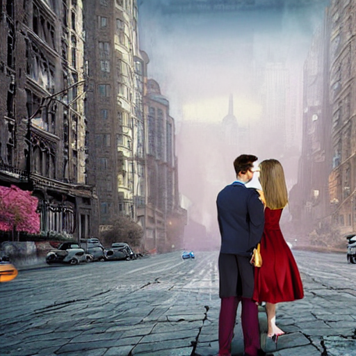 Stable Diffusion prompt: couple in the city ! arcane styl...