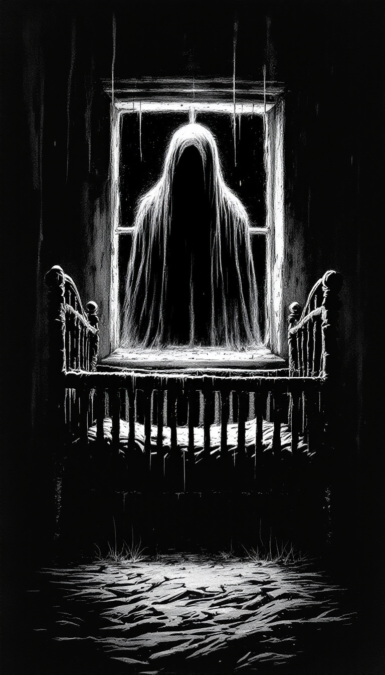 FLUX prompt: creepy black ink drawing of a Terrifying of ...