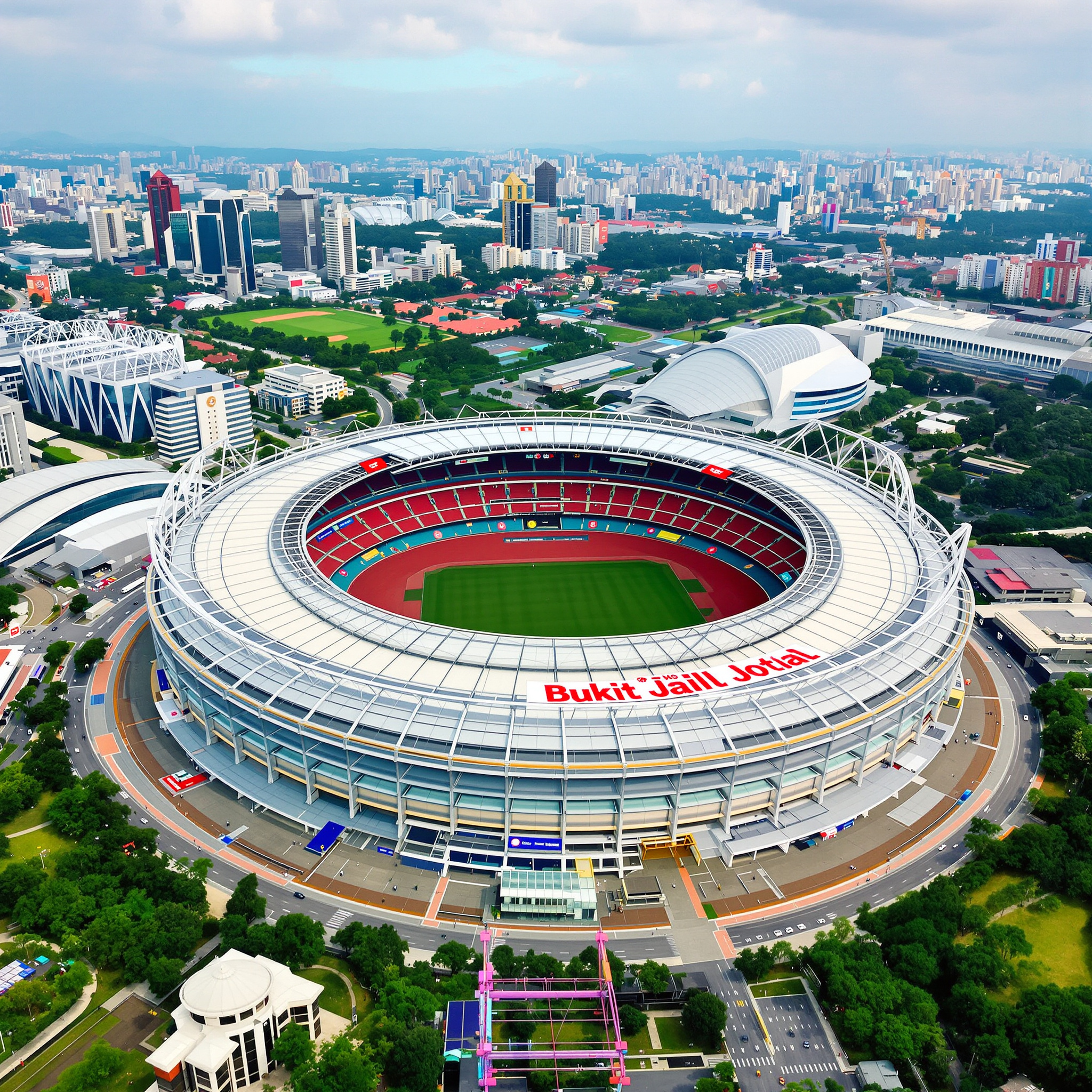 FLUX prompt: Bukit Jalil National Stadium, aerial view, 4...