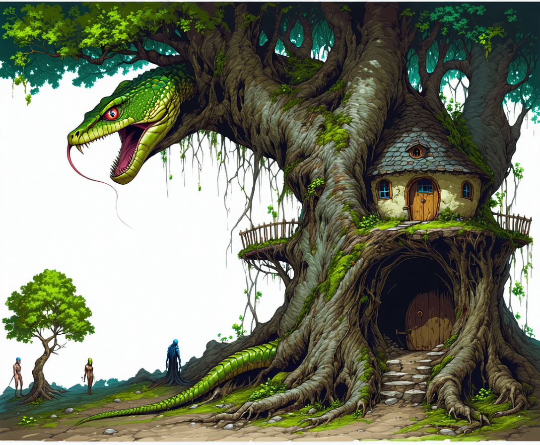 Stable Diffusion prompt: Mutated humans with serpent feat...