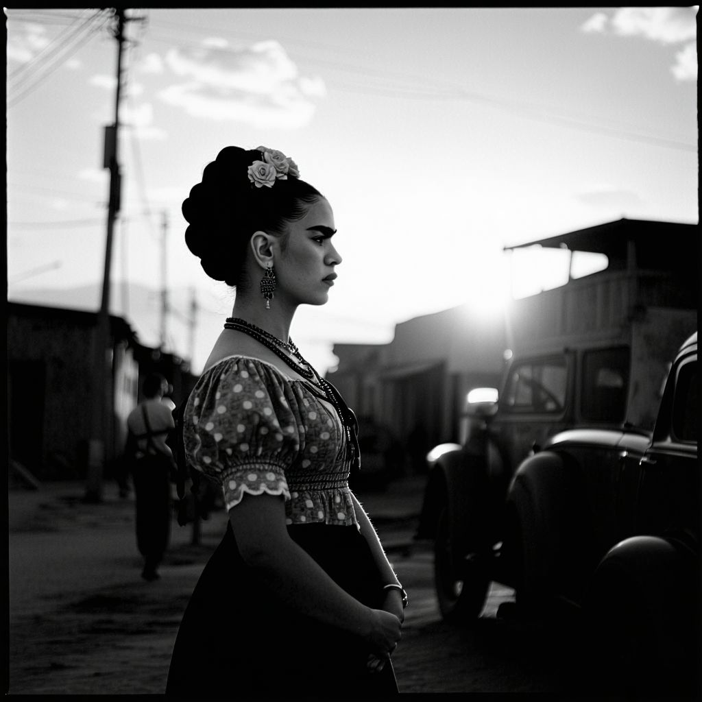 Stable Diffusion prompt: Black and white street photograp...