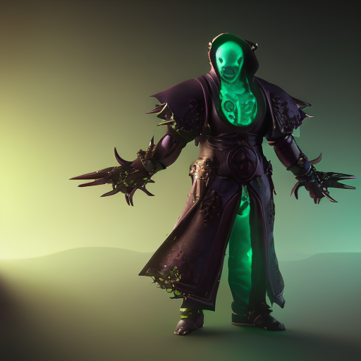 Mo-Di Diffusion prompt: character design, dark cloak gree...