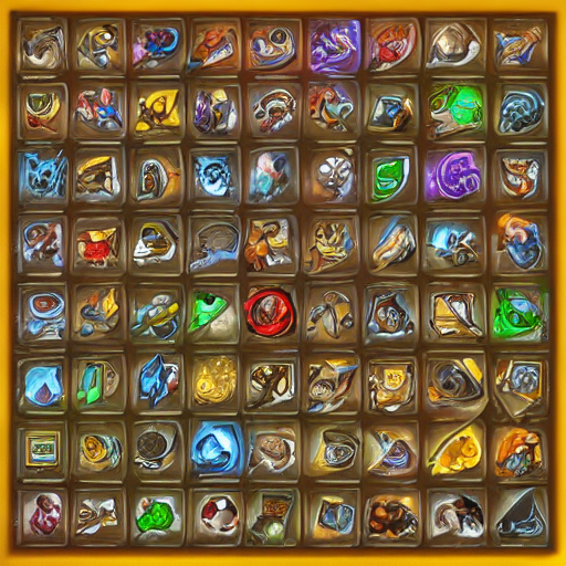 Stable Diffusion prompt: video games icons, 2d icons, rpg...