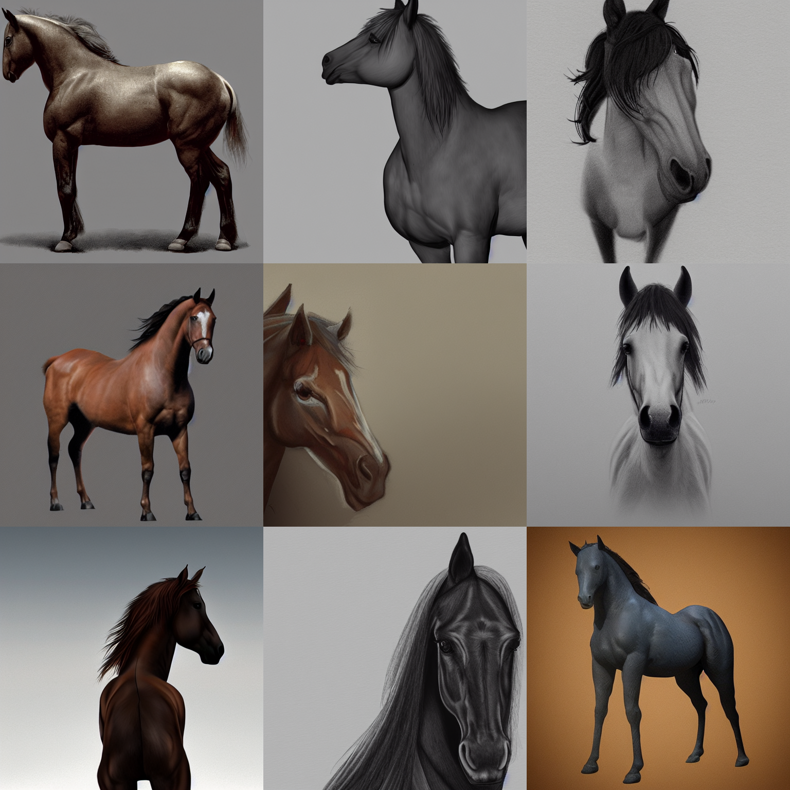Stable Diffusion prompt: horse, facing away, looking back...