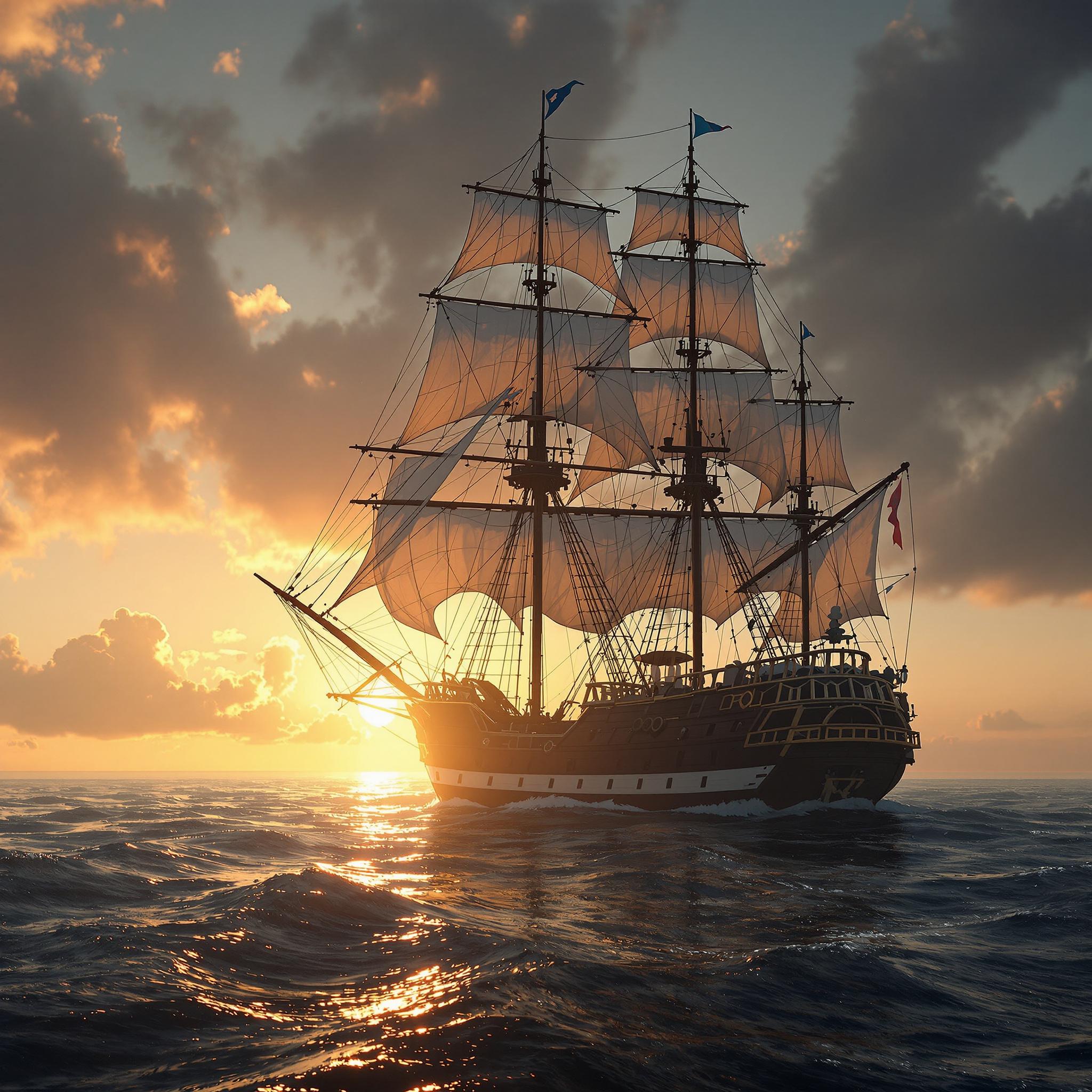 FLUX prompt: Photo of a ultra realistic sailing ship, dra...