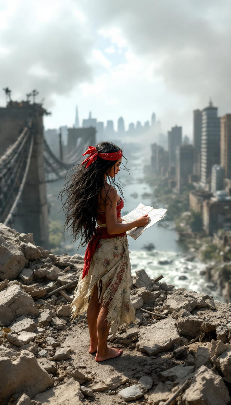 FLUX prompt: Full body view of Moana, 18 years old, long ...