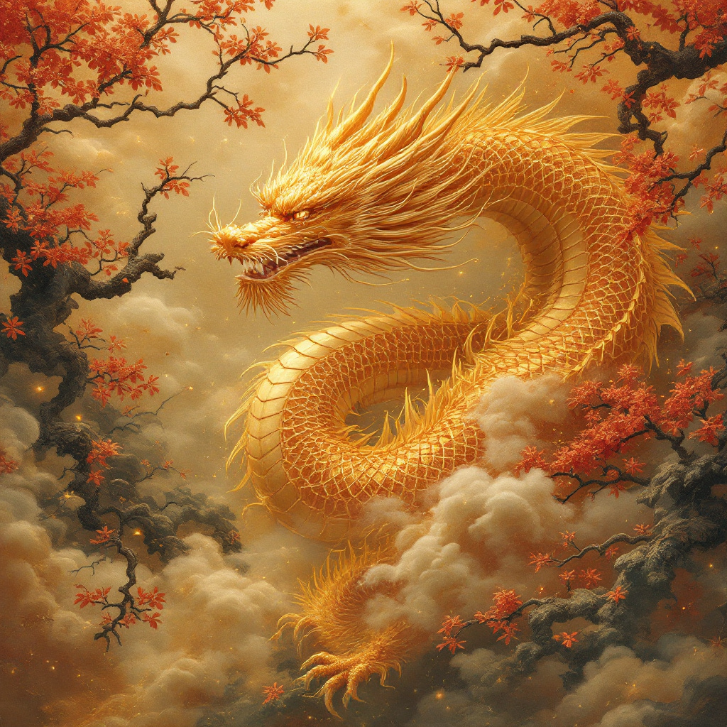 FLUX prompt: A golden dragon is said to be located in the...